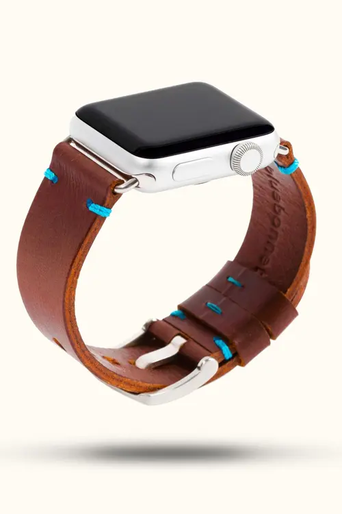 BLUEBONNET Italian Leather Apple Watch Band - Bordeaux Brown