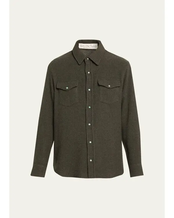 GOD'S TRUE CASHMERE Solid Cashmere Flannel Shirt - Sable