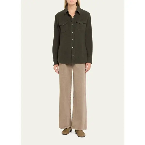 GOD'S TRUE CASHMERE Solid Cashmere Flannel Shirt - Sable