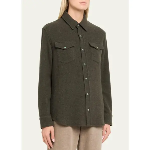 GOD'S TRUE CASHMERE Solid Cashmere Flannel Shirt - Sable