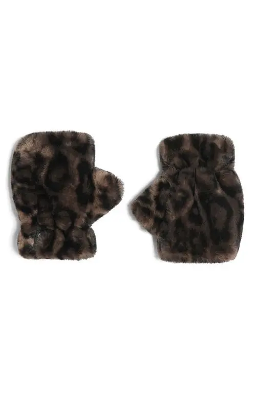 Apparis Ariel Faux Fur Fingerless Gloves - Dark Leopard