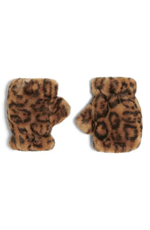 Apparis Ariel Faux Fur Fingerless Gloves - Leopard