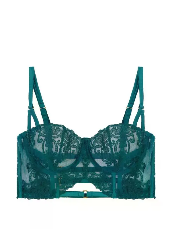 FLEUR OF ENGLAND Olivia Longline Lace Bra - Green