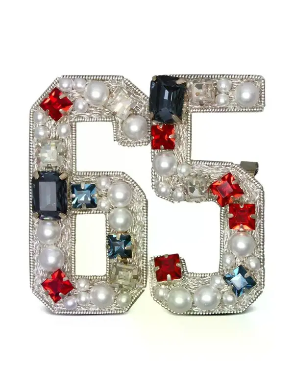 Thom Browne Number Motif Brooch - Silver