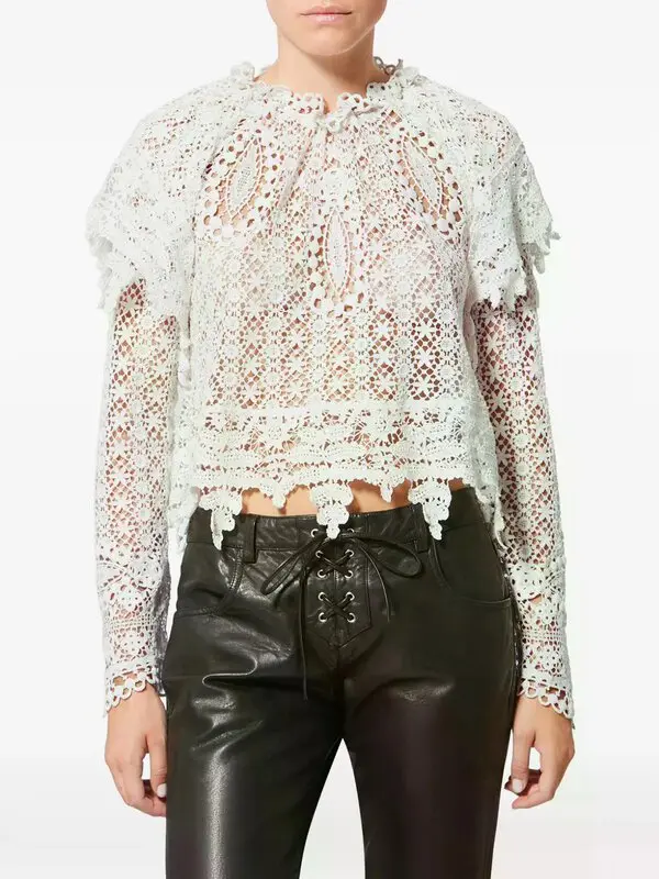 Isabel Marant Hyliana Ruffled Lace Top - White