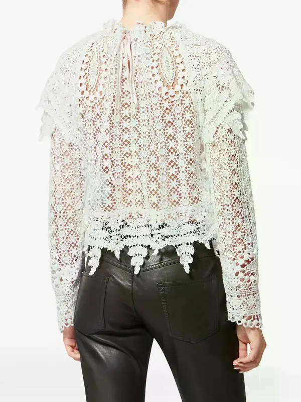 Isabel Marant Hyliana Ruffled Lace Top - White