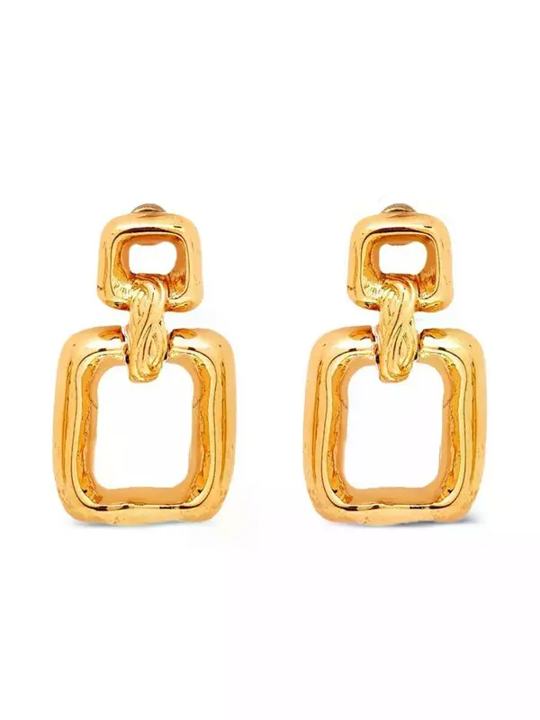 Nina Ricci 1980s Door Knocker Drop Earrings - Gold