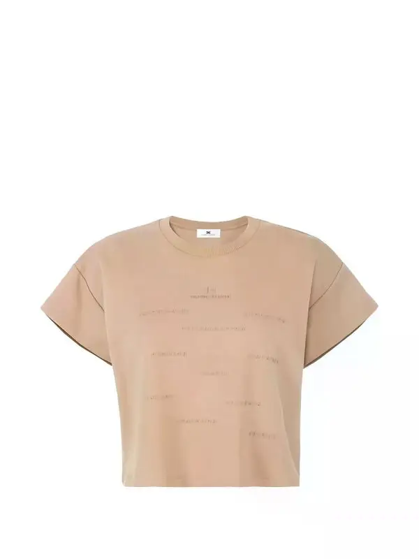 Elisabetta Franchi Lettering-patch T-shirt - Neutrals