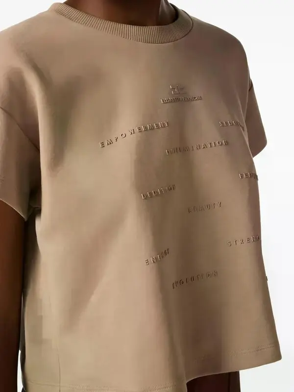 Elisabetta Franchi Lettering-patch T-shirt - Neutrals
