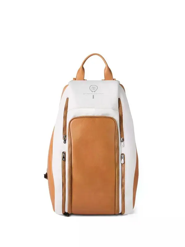Brunello Cucinelli Zip Leather Backpack - White