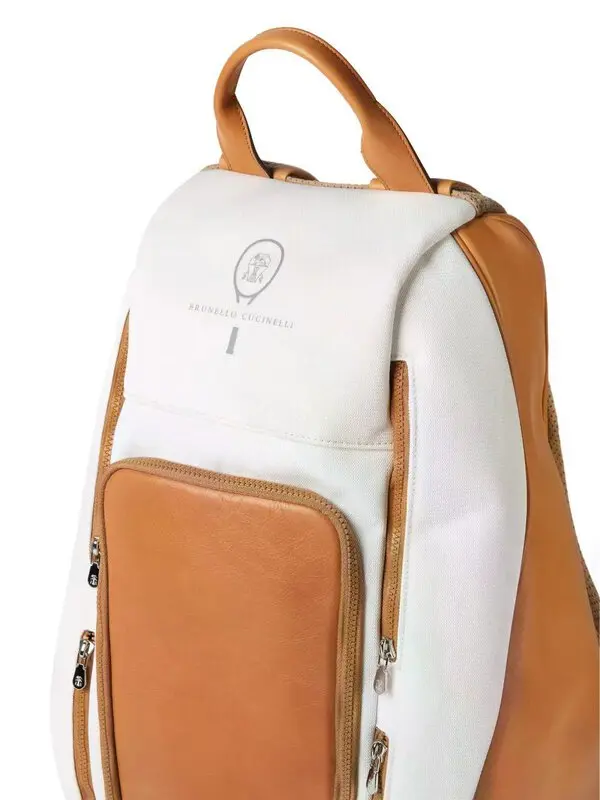 Brunello Cucinelli Zip Leather Backpack - White