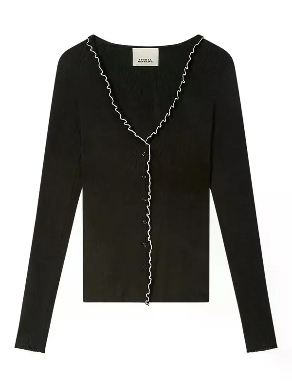 Isabel Marant Étoile Izae Ruffled Trim Cardigan - Black
