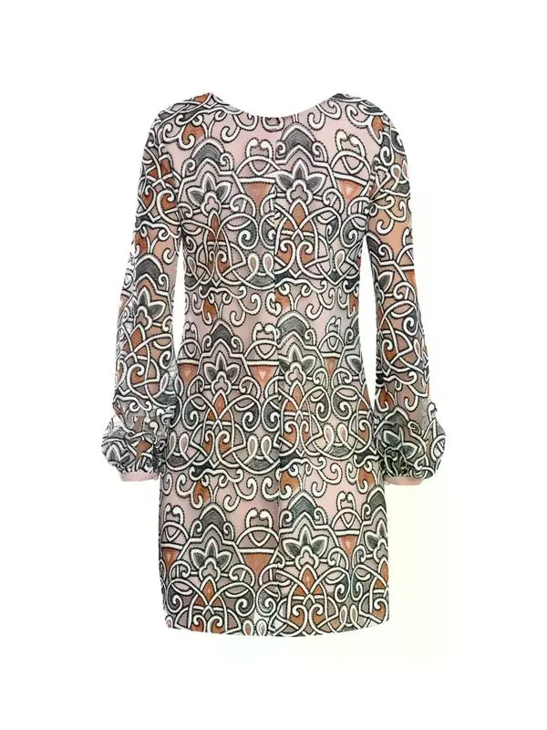 OLYMPIAH Arabesco Patterned Long-sleeve Mini Dress