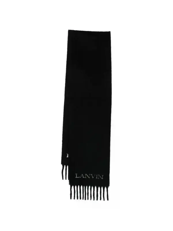 LANVIN Logo Fringed Scarf - Black