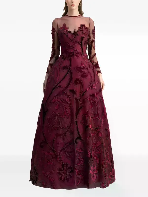 GEMY MAALOUF Embroidered Gown - Red