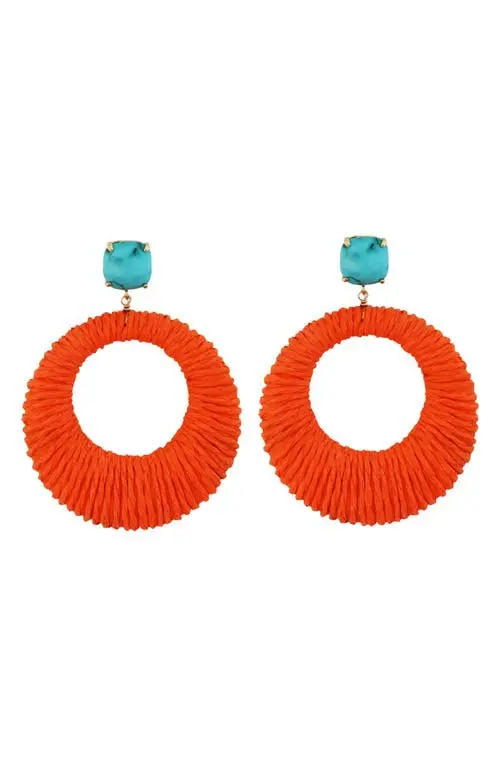 PANACEA Turquoise Top Hoop Drop Earrings - Orange