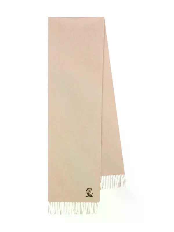 Max Mara Fringed Embroidered-detail Scarf - Neutrals