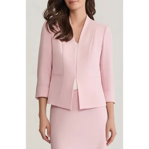KASPER Cuffed Sleeve Jacket - Tutu Pink