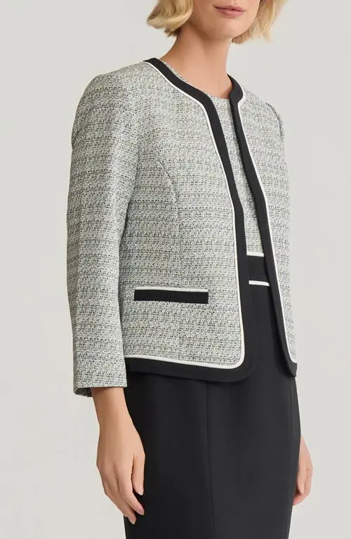 KASPER Contrast Detail Tweed Jacket