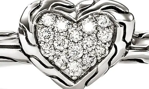 John Hardy Diamond Pavé Heart Ring - Silver