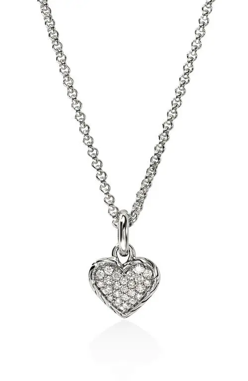 John Hardy Diamond Pavé Heart Pendant Necklace - Silver