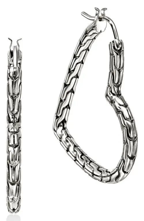 John Hardy Essentials Heart Hoop Earrings - Silver