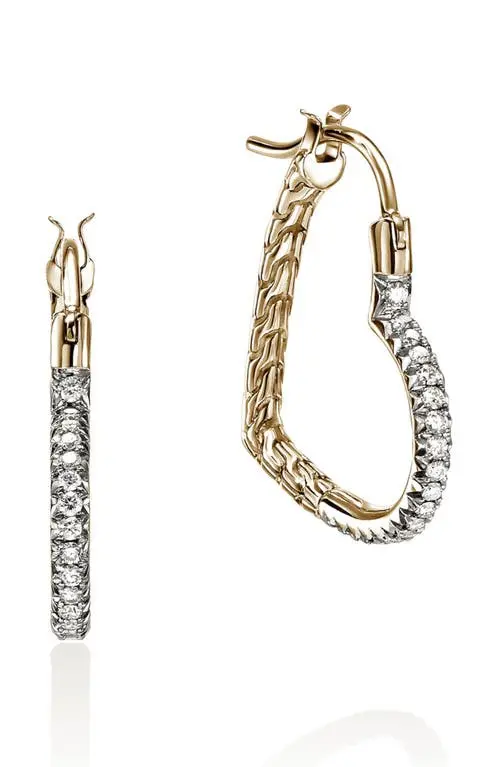 John Hardy Essentials Heart Pavé Hoop Earrings - Gold