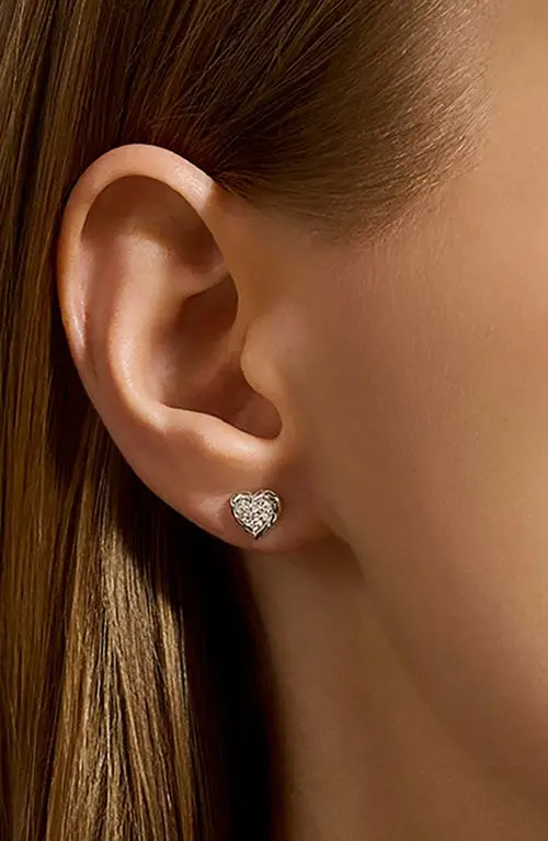 John Hardy Essentials Heart Pavé Stud Earrings - Silver