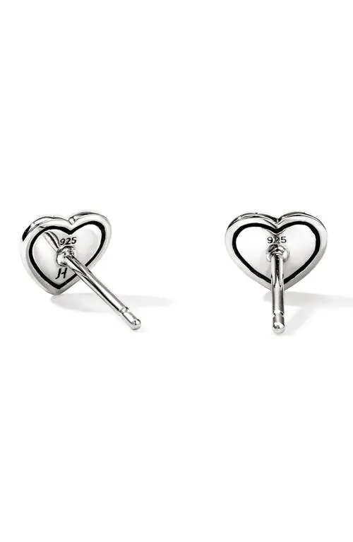 John Hardy Essentials Heart Pavé Stud Earrings - Silver