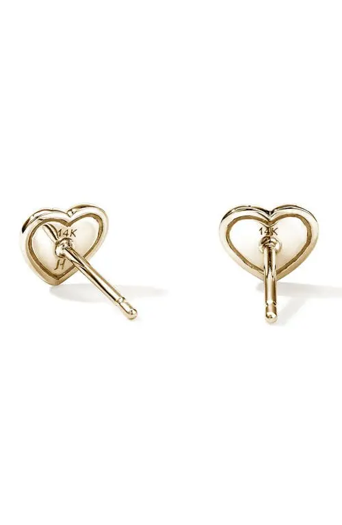 John Hardy Essentials Heart Pavé Diamond Stud Earrings - Gold