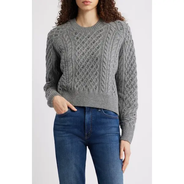 Rag & Bone Liz Beaded Crewneck Wool Sweater