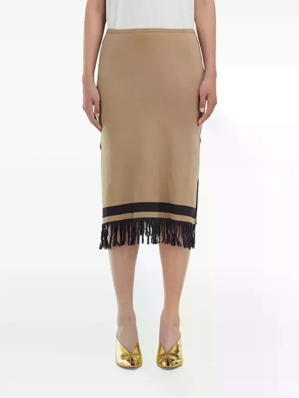 FERRAGAMO Fringed Colour-block Mini Skirt - Neutrals