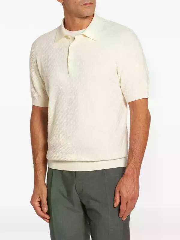 Brioni Weaving Short-sleeve Polo Shirt - Neutrals