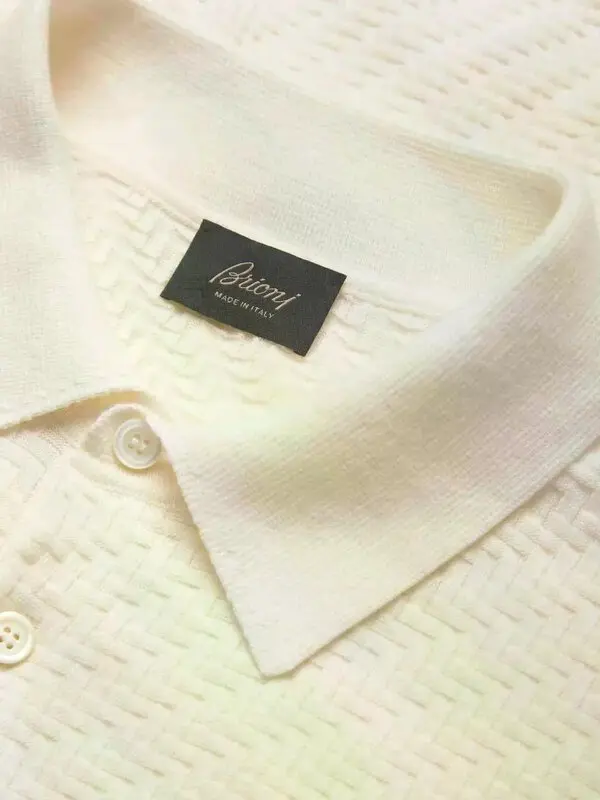 Brioni Weaving Short-sleeve Polo Shirt - Neutrals