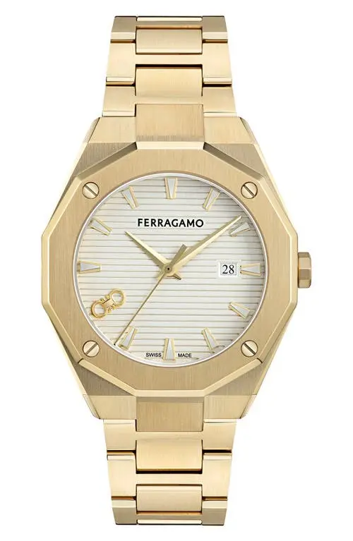 FERRAGAMO Edge Chronograph Bracelet Watch - Yellow Gold