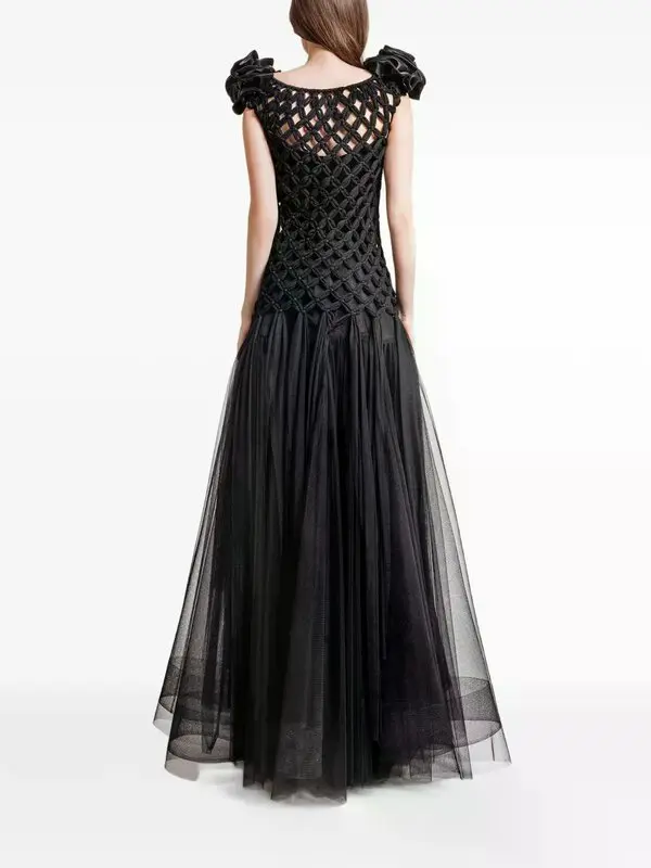 GEMY MAALOUF Crochet Tulle Maxi Dress