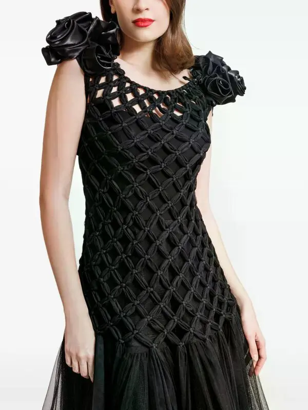 GEMY MAALOUF Crochet Tulle Maxi Dress