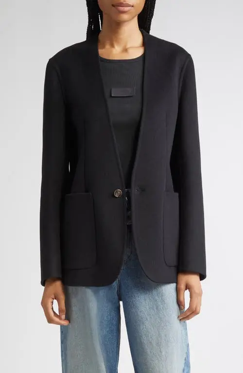 MAISON MARGIELA Collarless Single-breasted Virgin Wool Blazer