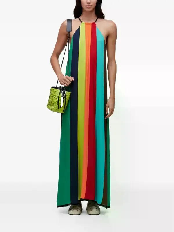 OSKLEN Rainbow Stripe Halterneck Maxi Dress