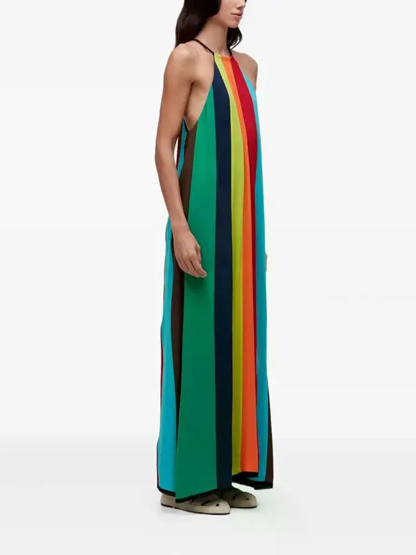 OSKLEN Rainbow Stripe Halterneck Maxi Dress