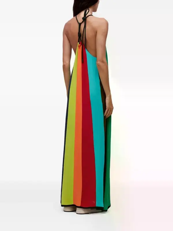 OSKLEN Rainbow Stripe Halterneck Maxi Dress