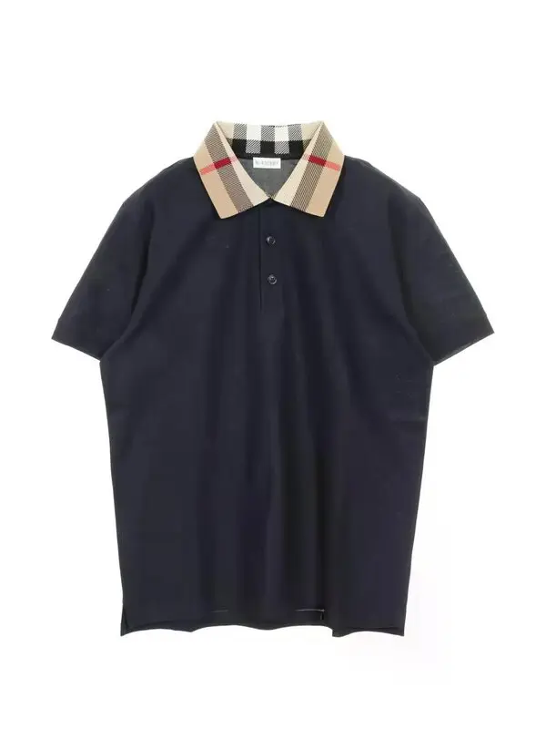 Burberry 2020s Check-collar Polo Shirt - Blue