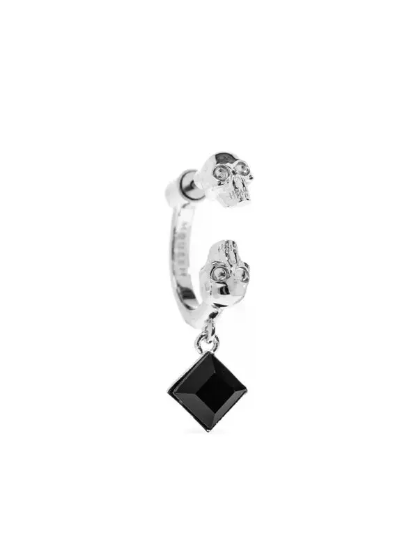 Alexander McQueen Skull Charm Hoop Earring - Silver