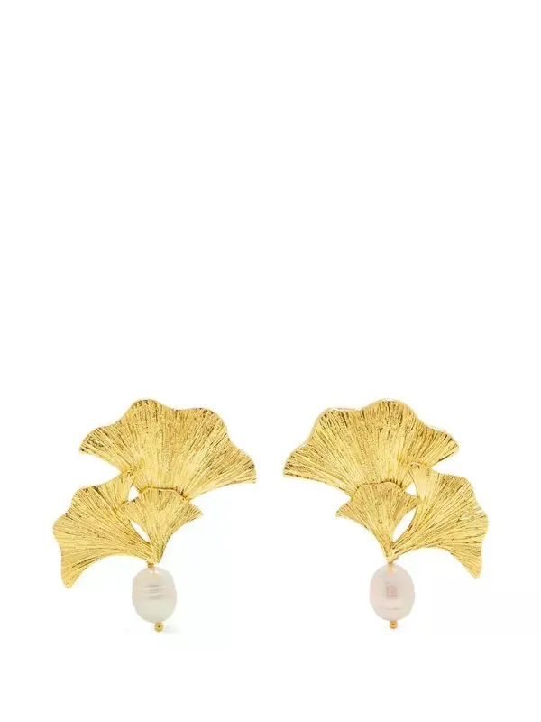 LYNYER Enchanted Flora Pearl Drop Earrings - Gold