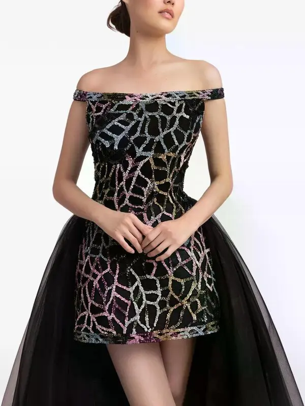 GEMY MAALOUF Off-shoulder Patterned Dress