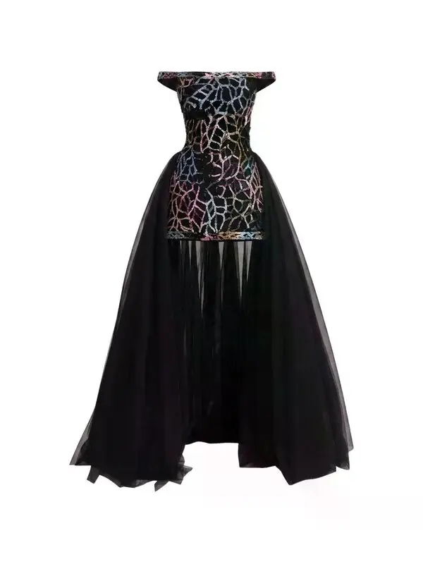 GEMY MAALOUF Off-shoulder Patterned Dress