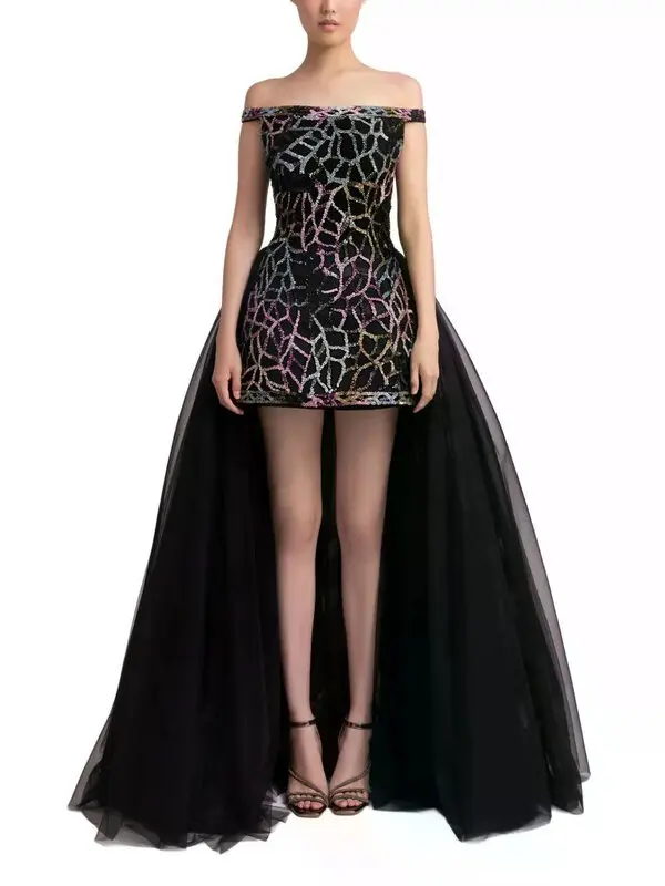 GEMY MAALOUF Off-shoulder Patterned Dress