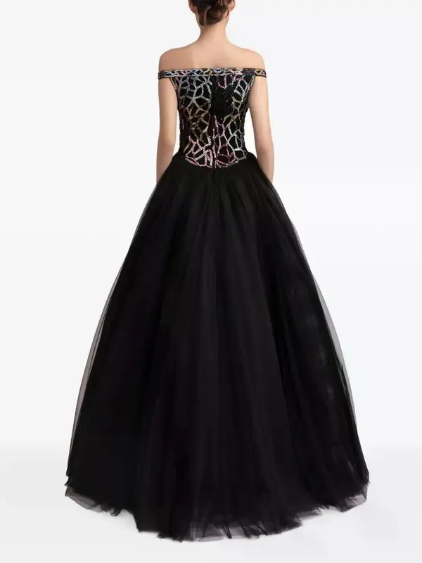 GEMY MAALOUF Off-shoulder Patterned Dress