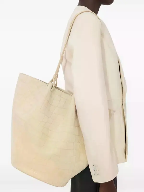 Loulou De Saison Rudy Embossed-logo Tote Bag - Neutrals