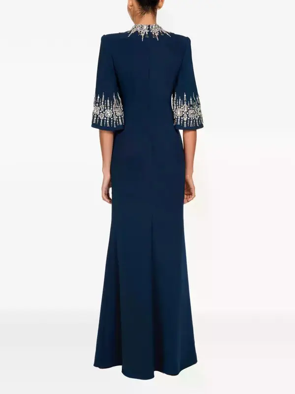 Jenny Packham Embellished Collar Maxi Dress - Blue